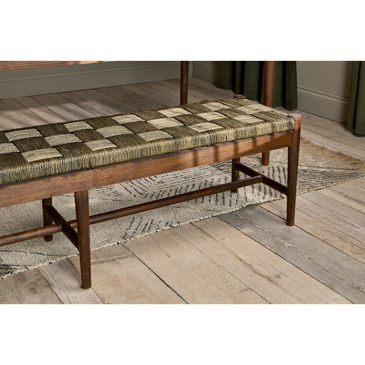 Leather weave bench store