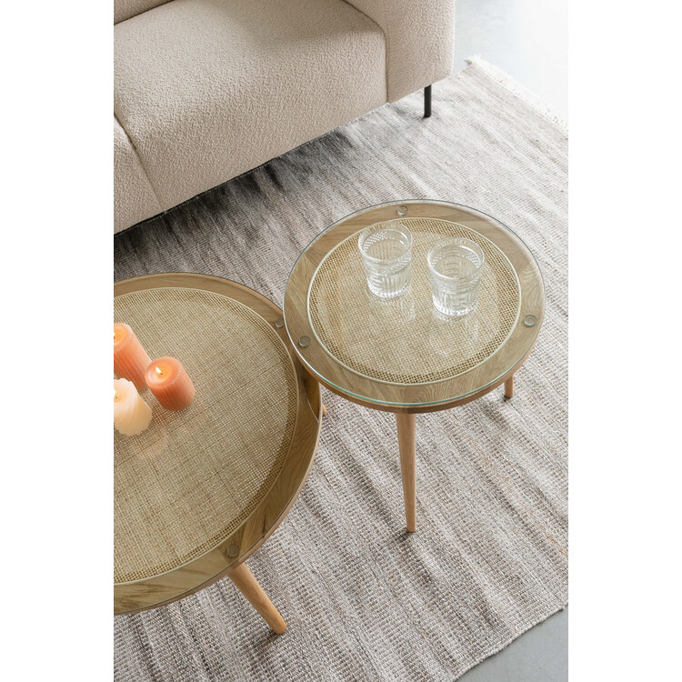 Haru Rattan Wood Round Coffee Table Accessories for the Home